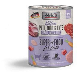 MAC's Cat Fleischmen&uuml; Kitten Pute, Rind und Ente Katzen-Nassfutter getreidefrei 12x800g