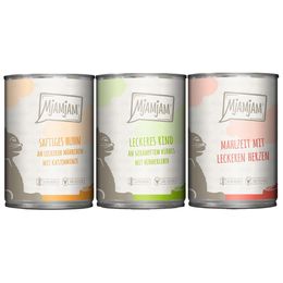 MjAMjAM Mixpaket I Huhn, Rind, Herzen Katzen-Nassfutter getreidefrei 24x400g