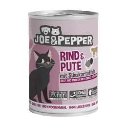 Joe & Pepper Cat Rind & Pute mit S&uuml;&szlig;kartoffeln Katzen-Nassfutter getreidefrei 6x400g