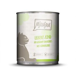 MjAMjAM leckeres Rind an ged&auml;mpftem K&uuml;rbis Katzen-Nassfutter getreidefrei 24x800g
