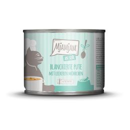 MjAMjAM blanchierte Pute mit M&ouml;hrchen an So&szlig;e Katzen-Nassfutter getreidefrei 24x185g