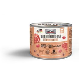 MAC's Cat Fleischmen&uuml; Rind und H&uuml;hnerherzen Katzen-Nassfutter ohne Getreide 12x200g