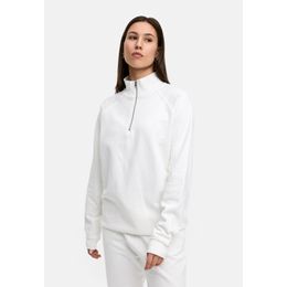 Sweatshirt DAILY COTTON "Daily Cotton Sweatshirt OVERSIZE HALF-ZIP", M&auml;dchen, Gr. M, wei&szlig; (sanftes wei&szlig;, cream), Obermaterial: 100% Baumwolle CO., Sweatshirts Sweatshirt