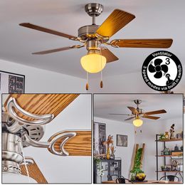 hofstein Apiao Deckenventilator Braun, Holzoptik, Silber, 1-flammig