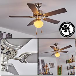 hofstein Apiao Deckenventilator Braun, Holzoptik, Silber, 1-flammig