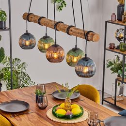 hofstein Koyoto Pendelleuchte Glas 15 cm Naturfarben, Schwarz, 5-flammig
