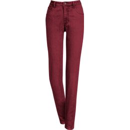 CR&Eacute;ATION L Damen 5-Pocket-Jeans mit bestickten Ges&auml;&szlig;taschen dunkelrot Gr&ouml;&szlig;e 42