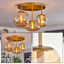 hofstein Zernez Deckenleuchte Glas 19,5 cm 22 cm 14 cm Gold, 3-flammig