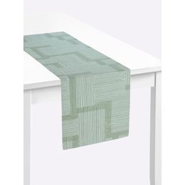 unisex Tischdecke pistazie-wei&szlig;-bedruckt, Gr&ouml;&szlig;e 40x140 cm - Tischl&auml;ufer