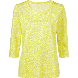 CR&Eacute;ATION L Damen 3/4-Arm-Shirt mit Minimal-Druck wei&szlig;-limone-bedruckt Gr&ouml;&szlig;e 38