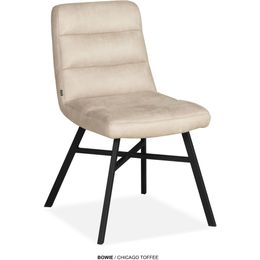 Esszimmerstuhl OMG DESIGN "Bowie", toffee, schwarz, toffee, B:49,5cm H:88cm T:66,5cm, Polyester, St&uuml;hle, Esszimmerstuhl, Esszimmerstuhl, pflegeleichter Bezug