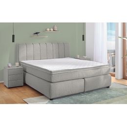 Jockenh&ouml;fer Boxspringbett, B:191cm L:218cmgrau 432, 19, JOCKENH&Ouml;FER GRUPPE, Bezug Bett: Flachgewebe (100% Polyester);Topper und Matratzenspiegel: 100% Polyester,