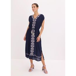 bonprix Damen Midikleiddunkelblau, natur, Gr. 38, Obermaterial: 100% Viskose. Futter: 100% Viskose, Kleider, aus Viskose, mit feiner Stickerei,