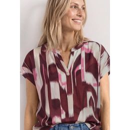 Street One Damen Kurzarmbluserustic rouge, Gr. 46, gemustert, Stoff, 100% Viskose, Blusen, aus softer Viskose