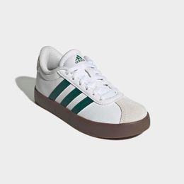 Kinder Sneaker "VL COURT 3.0", adidas Sportswear, Gr. 39cloud wei&szlig;, collegiate gr&uuml;n, gum5, Leder, Synthetik, Schuhe, inspiriert vom Design des adidas