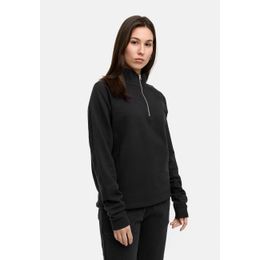 Sweatshirt DAILY COTTON "Daily Cotton Sweatshirt OVERSIZE HALF-ZIP", M&auml;dchen, Gr. L, schwarz (schwarz washed), Obermaterial: 100% Baumwolle CO., Sweatshirts Sweatshirt