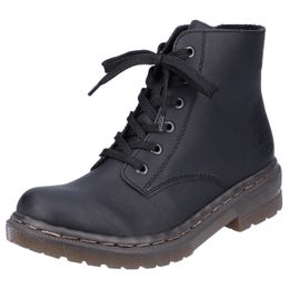 Rieker Damen Schn&uuml;rboots, Gr. 42, schwarz, Lederimitat, unifarben, Schuhe, Schn&uuml;rstiefelette, Blockabsatz, mit Logopr&auml;gung