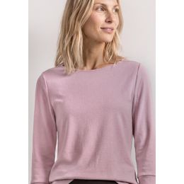 Langarmshirt Street One, Damen, Gr. 34, quiet rose, Web, 100% Baumwolle, unifarben, comfort fit normal, U-Boot-Ausschnitt, B&uuml;ndchen, Shirts Langarmshirt, mit U-Boot-Ausschnitt