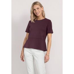 T-Shirt Street One, Damen, Gr. 34, rustic rouge, Stoff, 48% Polyester, 48% Viskose, 4% Elasthan, unifarben, comfort fit normal, Rundhals, normaler Saum, Shirts T-Shirt, mit Rundhalsausschnitt