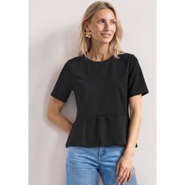 T-Shirt Street One, Damen, Gr. 34, schwarz, Stoff, 48% Polyester, 48% Viskose, 4% Elasthan, unifarben, comfort fit normal, Rundhals, normaler Saum, Shirts T-Shirt, mit Rundhalsausschnitt
