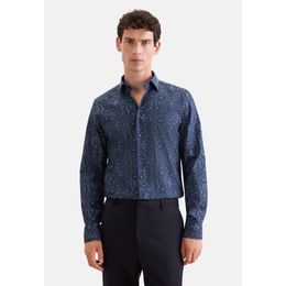 Seidensticker Herren Businesshemd "Schwarze Rose"grau, Gr. 39, bedruckt, 100% Baumwolle, Hemden, Slim 1/1 Kentkragen Druck
