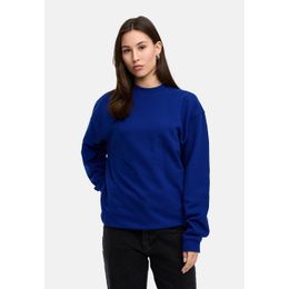 Sweatshirt DAILY COTTON "Daily Cotton Sweatshirt OVERSIZE CREW-NECK PULLOVER", M&auml;dchen, Gr. L, blau (royal blau, cobalt), Obermaterial: 100% Baumwolle CO., Rundhals, Sweatshirts Sweatshirt