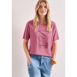 T-Shirt Street One, Damen, Gr. 34, blush berry, Stoff, 50% Modal, 50% Baumwolle, bedruckt, comfort fit normal, Rundhals, normaler Saum, Shirts T-Shirt, mit Rundhalsausschnitt