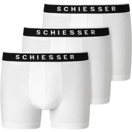 Boxer Schiesser "95/5", Herren, Gr. 6, wei&szlig; (100, wei&szlig;), Single Jersey, Obermaterial: 95% Baumwolle, 5% Elasthan, unifarben mit Farbeinsatz, eng, Unterhosen, mit sportlichem Webgummibund