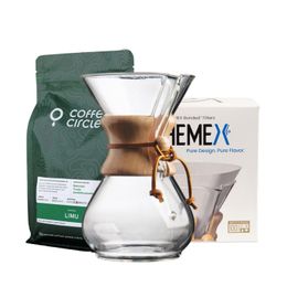 Coffee Circle Chemex 6 Tassen & Kaffee im Set, 250 g gemahlener Limu Kaffee aus &Auml;thiopien & Kaffeezubereiter im B&uuml;ndel, ideal f&uuml;r Einsteiger
