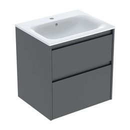 Geberit Renova Plan Waschtisch-Set 60 cm 504039JK1 Waschtisch mit Unterschrank, schmaler Rand, lava / lackiert seidenmatt, 2 Schubladen