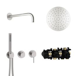 Herzbach MODUL7 Armatur-Set H-RB250 70.702712.1.09 Wandarm Regenbrause 250mm Edelstahl