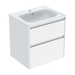 Geberit Renova Plan Waschtisch-Set 60 cm 504039011 Waschtisch mit Unterschrank, schmaler Rand, Wei&szlig; seidenglanz, 2 Schubladen