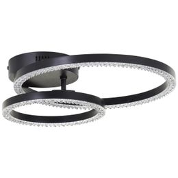 Brilliant LED Deckenleuchte "Aurelia", schwarz, H: 7cm, 1 Stk., Leuchten, 40 x 30 cm, schwenkbar, Kristalloptik, schwarz, LED Deckenleuchte