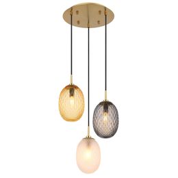 Globo LIGHTING H&auml;ngeleuchte "DEVIN", bunt (goldfarben matt), 3, &Oslash; 15cm H: 120cm, 1 Stk., Leuchten, H&auml;ngelampe/Pendelleuchte/Esszimmer/Wohnzimmer/Esstisch, H&auml;ngeleuchte