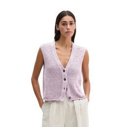 Marc O'Polo Strickweste MARC O'POLO "aus B&auml;ndchengarn", Damen, Gr. M, dusty lavender, Obermaterial: 70% Baumwolle, 30% Polyester, unifarben, V-Ausschnitt, Westen Strickweste