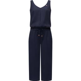 Jumpsuit Ragwear "Suky", Damen, Gr. XL (42), Normalgr&ouml;&szlig;en, blau (marine), 80% Viskose, 20% Polyester, figurumspielend 7/8-L&auml;nge, V-Ausschnitt, angeschnitten,mit Umschlag, Overalls Jumpsuit, schicker, langer Damen Overall mit Tunnelzug