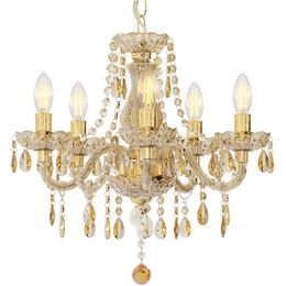 NOWA Kronleuchter "MARIE", gold (goldfarben), &Oslash; 48cm, 1 Stk., Leuchten, Luster, Elegante Leuchte, Kristalle, H&auml;ngeleuchte, Pendelleuchte, Kronleuchter