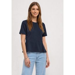 T-Shirt Street One, Damen, Gr. 34, schwarzest blau, Stoff, 48% Polyester, 48% Viskose, 4% Elasthan, unifarben, comfort fit normal, Rundhals, normaler Saum, Shirts T-Shirt, mit Rundhalsausschnitt