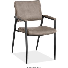 Esszimmerstuhl OMG DESIGN "Bodie", beige (taupe, schwarz, taupe), B:46cm H:89,5cm T:64,5cm, Polyester, St&uuml;hle, Esszimmerstuhl, bequemer Armlehnenstuhl, pflegeleichter Bezug