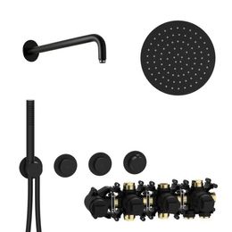 Herzbach MODUL7 PUSH-Thermostat-Set P-RB250 70.702713.1.12 Wandarm Regenbrause 250mm Schwarz matt