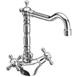 Herzbach Anais Classic Armatur 32454000202 chrom-gold, mit Ablaufgarnitur, Waschtischarmatur