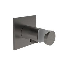 Herzbach Design iX PVD Brauseanschlussbogen 21.995200.2.40 Black Steel, Rosette 70x70mm, mit Konushalter