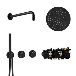 Herzbach MODUL7 Thermostat-Set T-RB250 70.702711.1.12 Wandarm Regenbrause 250mm Schwarz matt