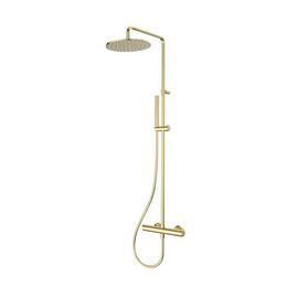 Herzbach Living Spa Duschs&auml;ule 30.988250.1.03 PVD gold, d= 250mm, mit Brause-Thermostat und Stabbrause