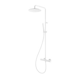 Herzbach Deep White Duschs&auml;ule 23.988250.1.07 mit Brause-Aufputz-Thermostat, wei&szlig; matt