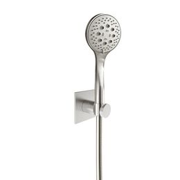Herzbach Design iX Wannenset 17.914300.2.09 1600 mm, Rosette 70x70mm, mit Handbrause, Edelstahl geb&uuml;rstet