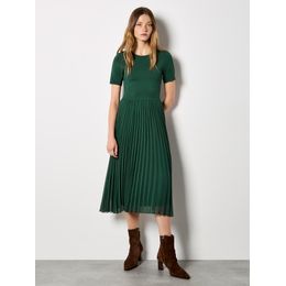 2-in-1-Kleid Apricot "Midikleid", Damen, Gr. L (40), N-Gr, gr&uuml;n, Strick, Obermaterial: 80% Viskose CV. 20% Nylon NY., uni, normal, Kleider, mit Strickoberteil und Plisseerock