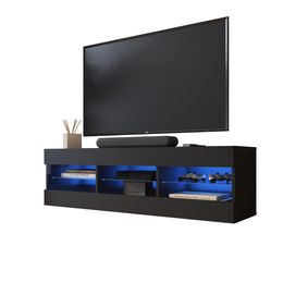 Komodee Lowboard, Schwarz, Schwarz, Holzwerkstoff, 3 F&auml;cher, Rechteckig, 140x40.5x35.5 cm, Wohnzimmer, Wohnw&auml;nde, Lowboards, Lowboards stehend