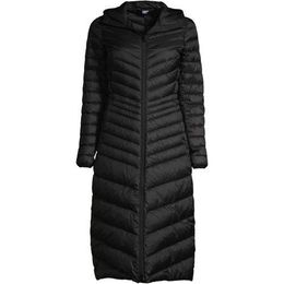 LANDS' END Maxi-Daunenmantel WANDERWEIGHT Verstaubar Ultraleicht mit Kapuze, Damen,  Schwarz, Nylon/Entendaunen, by Lands' End