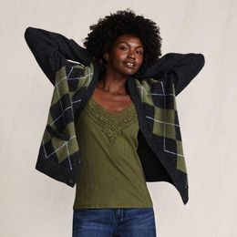 LANDS' END Top mit Spitzenbesatz, Damen,  Gr&uuml;n, Baumwoll-Mischung, by Lands' End